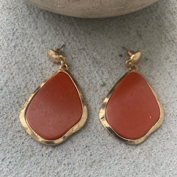 Time and Tru | Accessories | Gold Earrings With Rust Color | Poshmark